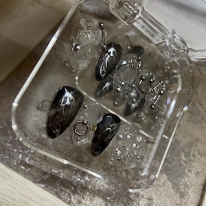 Silver Chrome Y2K Press on Nails: Hand Painted Faux Acrylic - Etsy