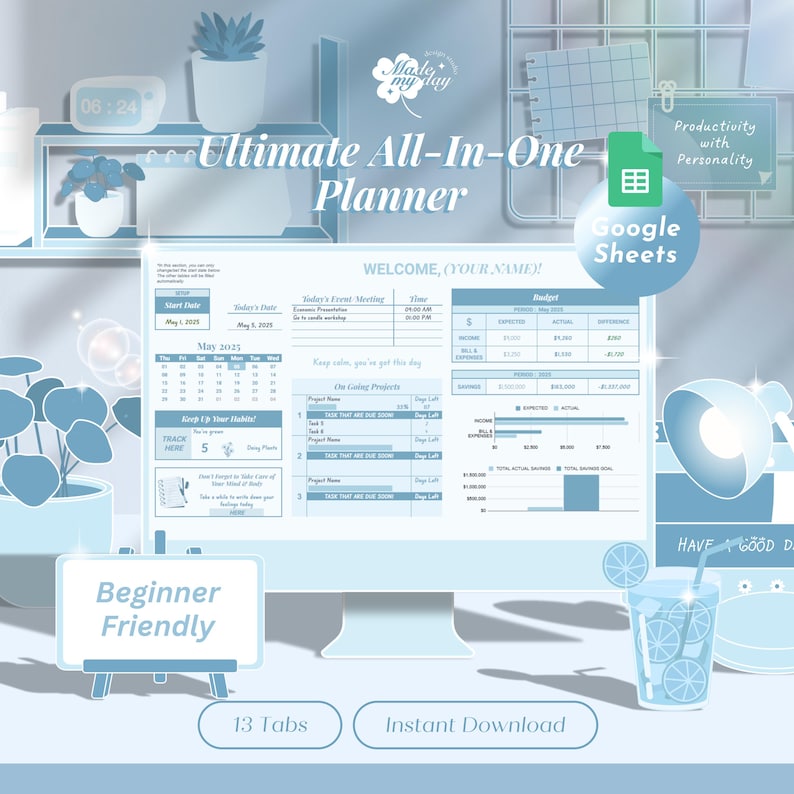 2026 All-in-one Digital Planner: Google Sheets Tracker, Budget ...