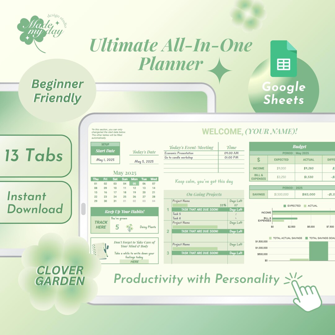 2026 All-in-one Digital Planner: Google Sheets Tracker, Budget ...