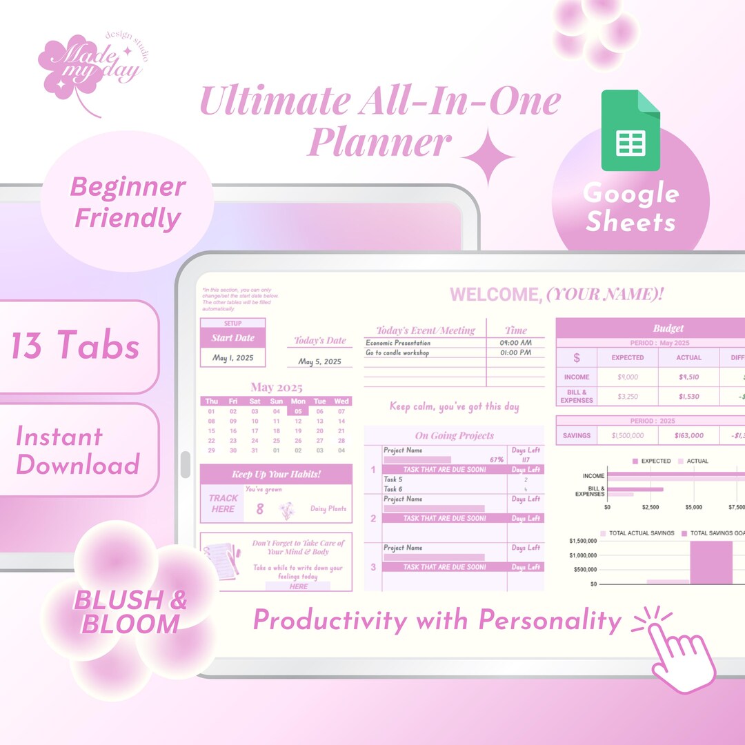 2026 All-in-one Digital Planner: Google Sheets Tracker, Budget ...