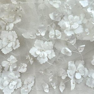3D Flower Lace Fabric,white Flower Fabric,flower Beaded Lace Fabric - Etsy