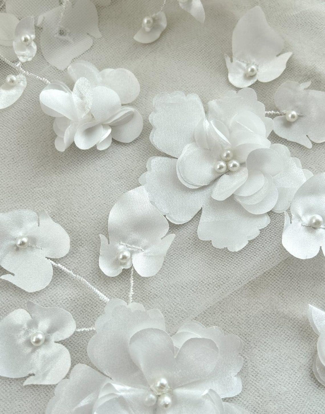 3D Flower Lace Fabric,white Flower Fabric,flower Beaded Lace Fabric - Etsy
