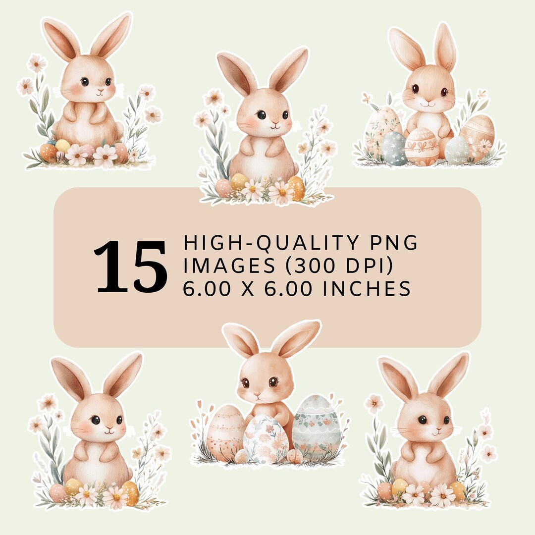 Adorable Easter Bunnies: 15 PNG of Cute Bunny Cliparts, Clipart for ...