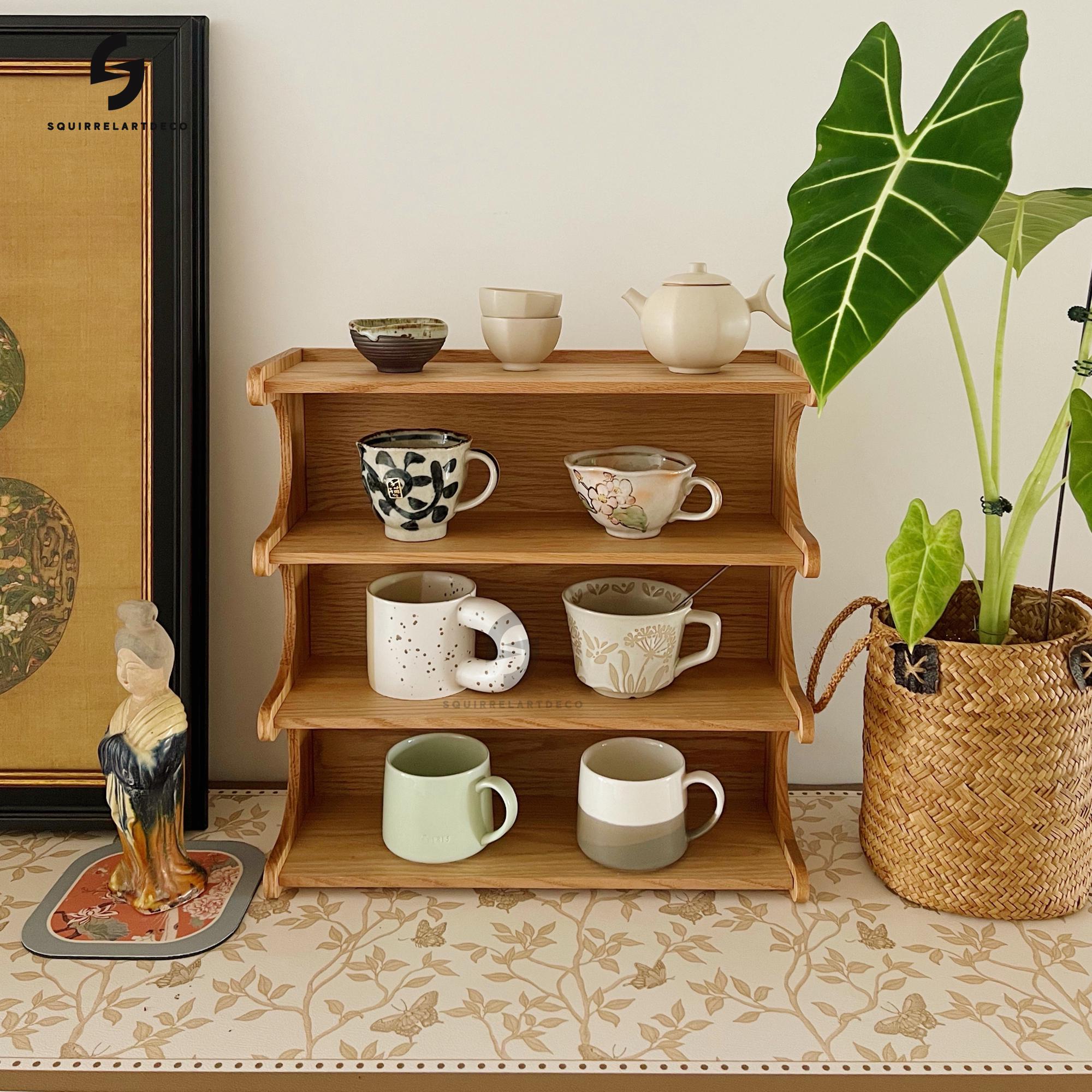 Desktop Coffee Tea Mug Cup Storage Holder, Exquisite Solid Walnut Wood ...