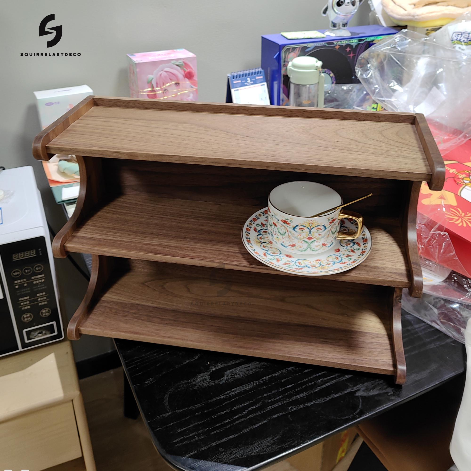 Desktop Coffee Tea Mug Cup Storage Holder, Exquisite Solid Walnut Wood ...
