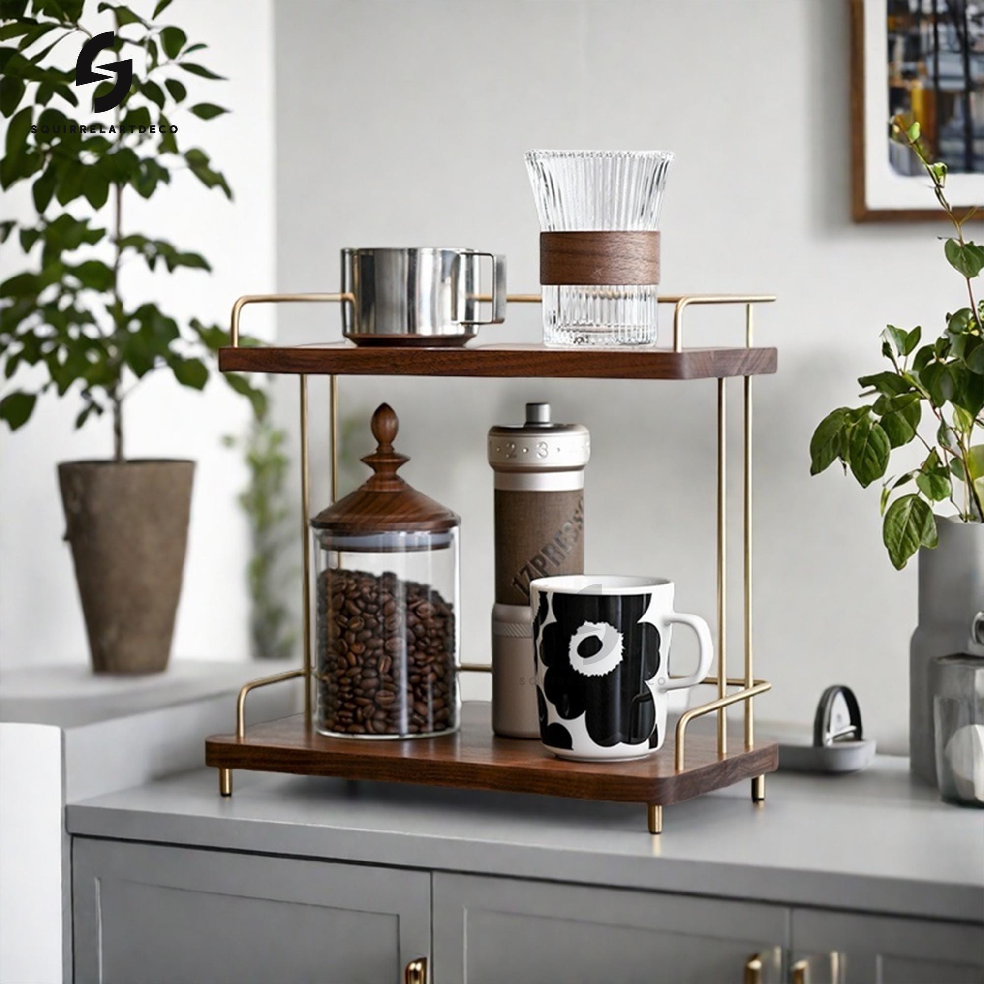 Exquisite Solid Walnut Wood Shelf,cubby Kitchen Shelf,desktop Coffee ...