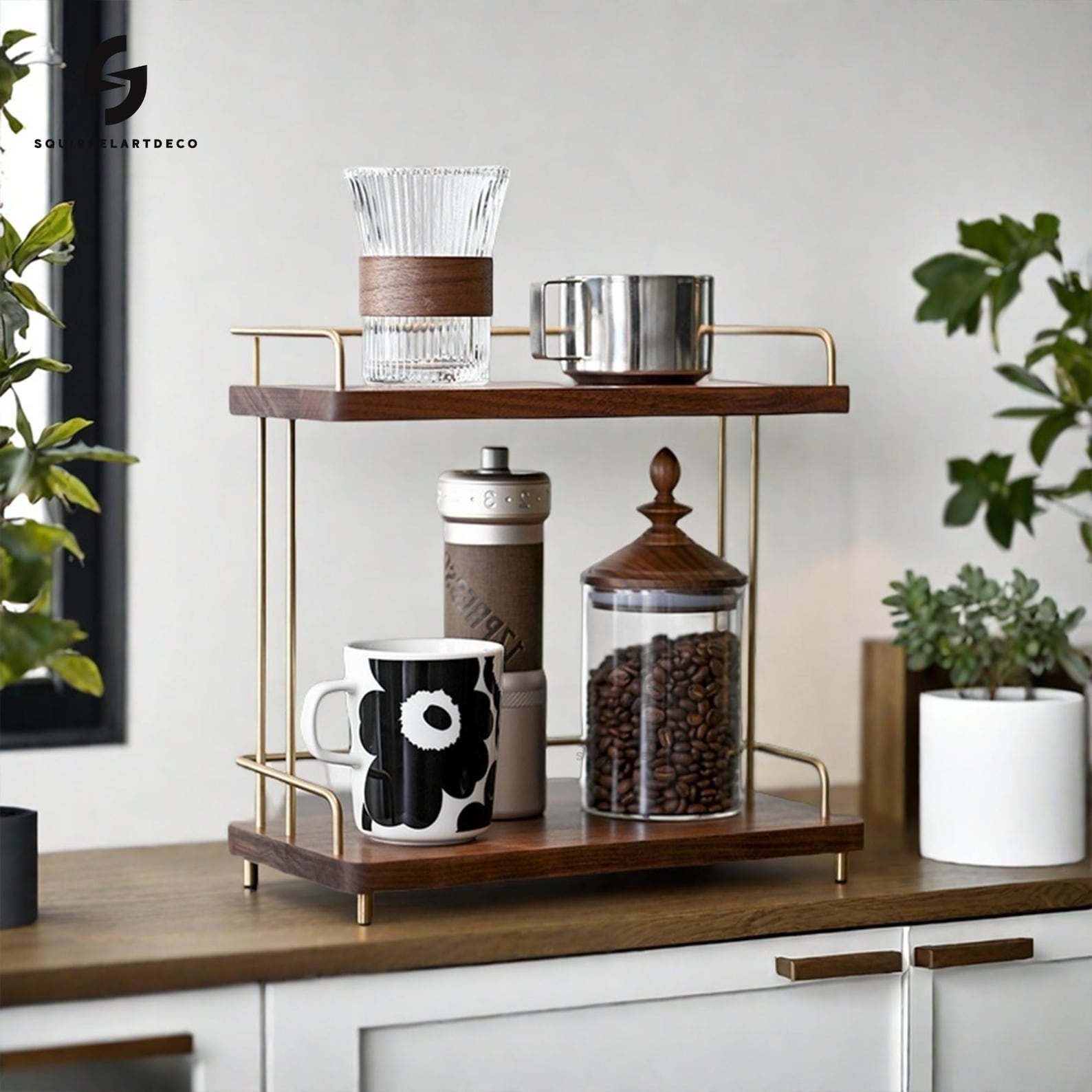 Exquisite Solid Walnut Wood Shelf,cubby Kitchen Shelf,desktop Coffee ...