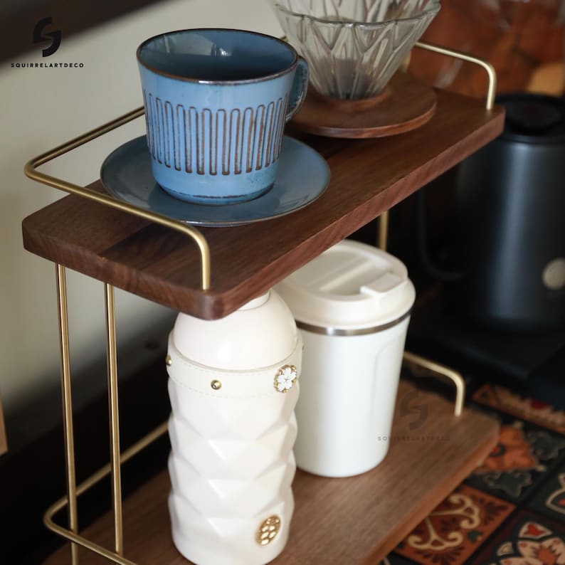 Exquisite Solid Walnut Wood Shelf,cubby Kitchen Shelf,desktop Coffee ...