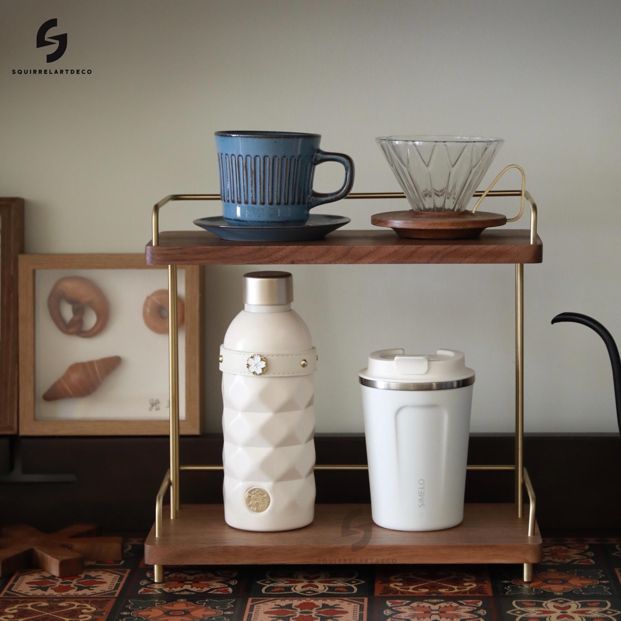 Exquisite Solid Walnut Wood Shelf,cubby Kitchen Shelf,desktop Coffee ...
