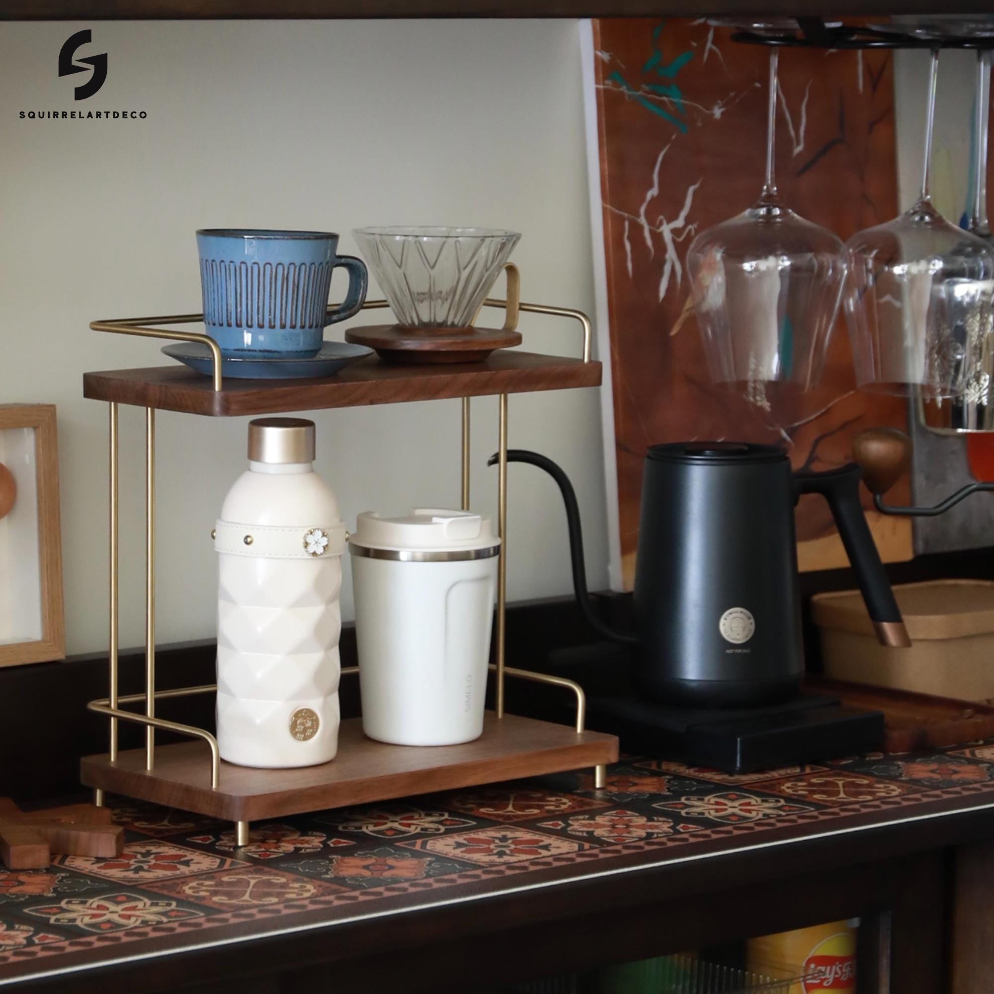 Exquisite Solid Walnut Wood Shelf,cubby Kitchen Shelf,desktop Coffee ...