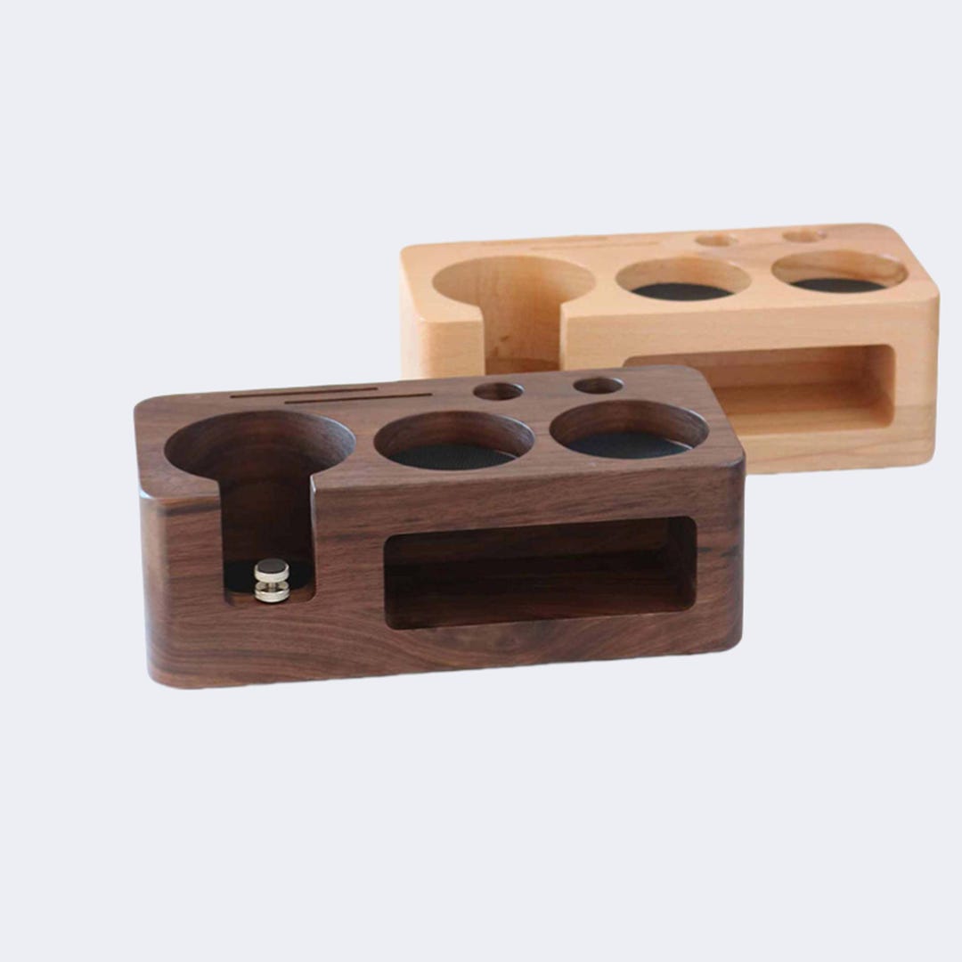 Wooden Espresso Tamp Station Knock Box With,for 51 Mm,53 Mm,58 Mm and ...
