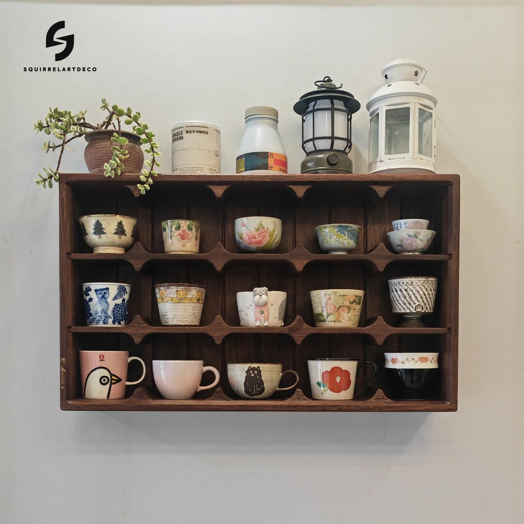 Coffee,tea Mug Wall Display,wood Storage Shelf,farmhouse Kitchen ...