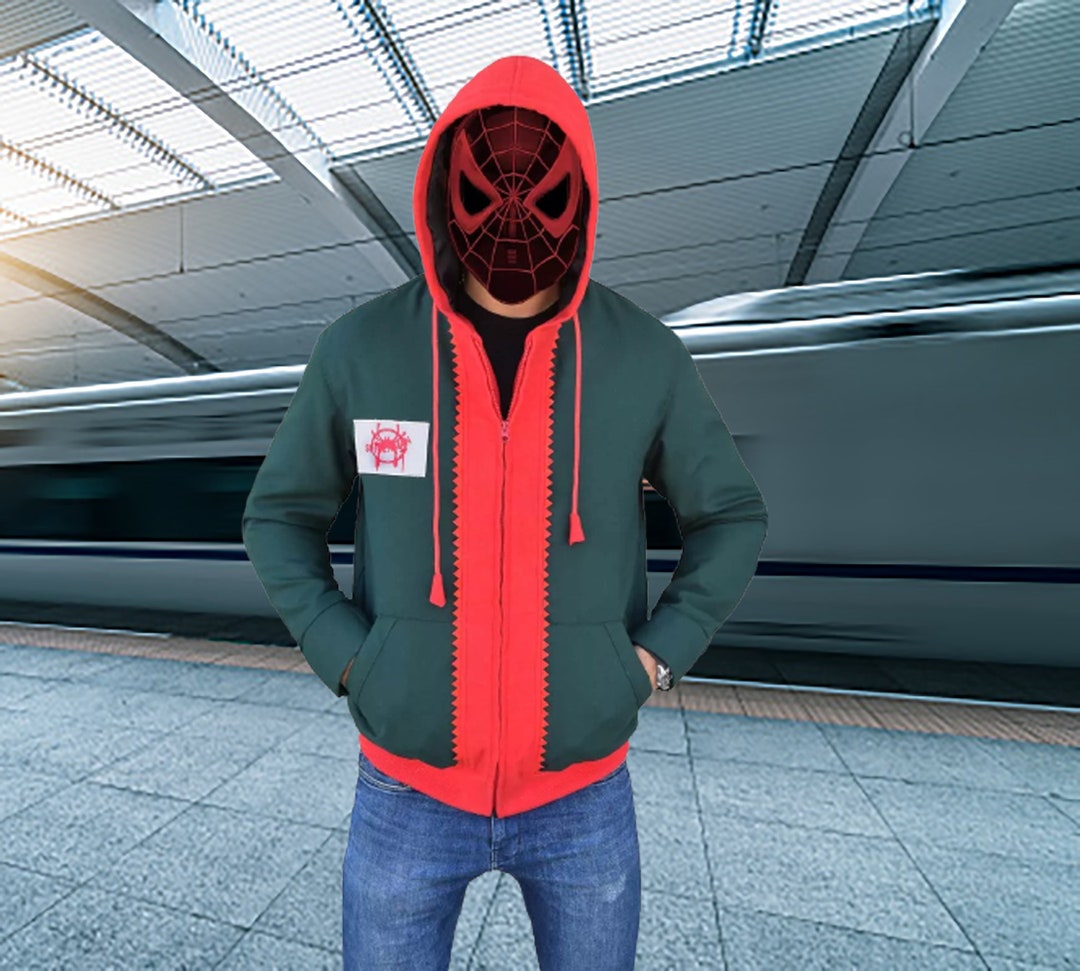 Miles Morales Hoodie Hood Cosplay Spider Hoodie Spiderman - Etsy