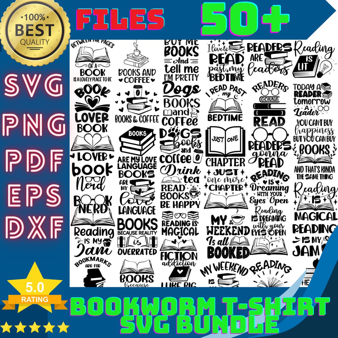 Mega Book Svg, Reading Books Svg for Cricut, Book Quotes SVG, Book ...