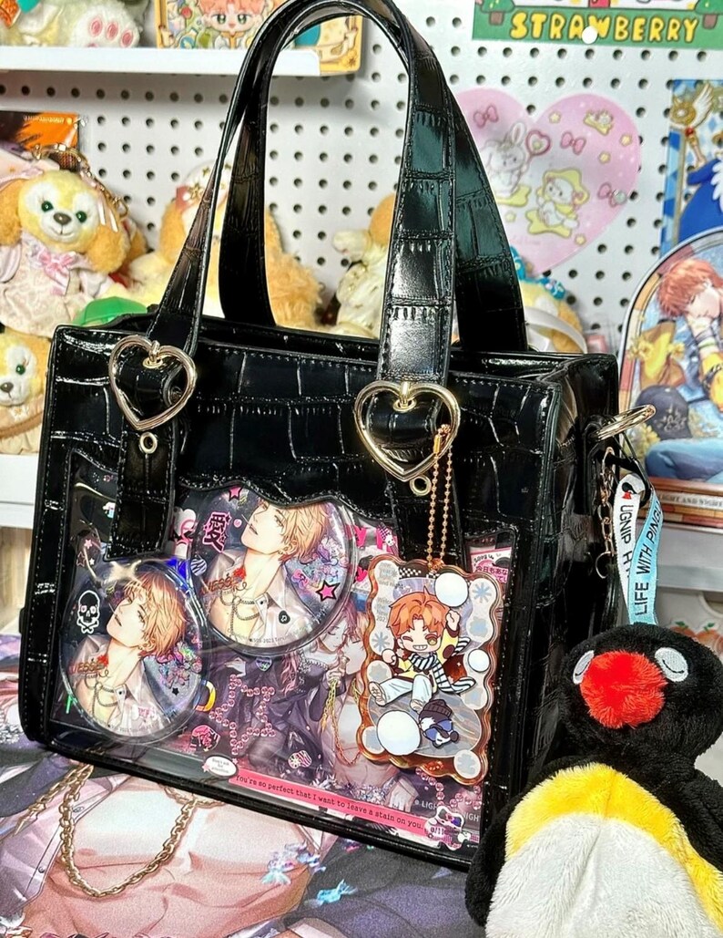 Handmade Special Leather Texture Heart Bucket Itabag, Women's DIY Clear ...