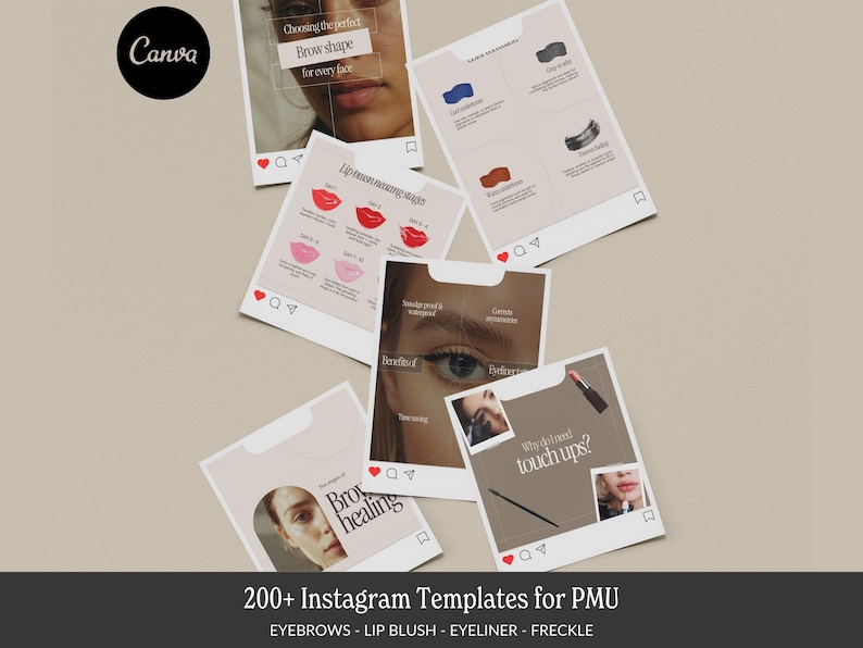 PMU Instagram Templates: Brows, Lip Blush, Freckle, Eyeliner Posts and ...