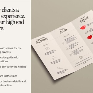 Lip Blush Aftercare Brochure: Permanent Makeup Guide (editable Canva ...