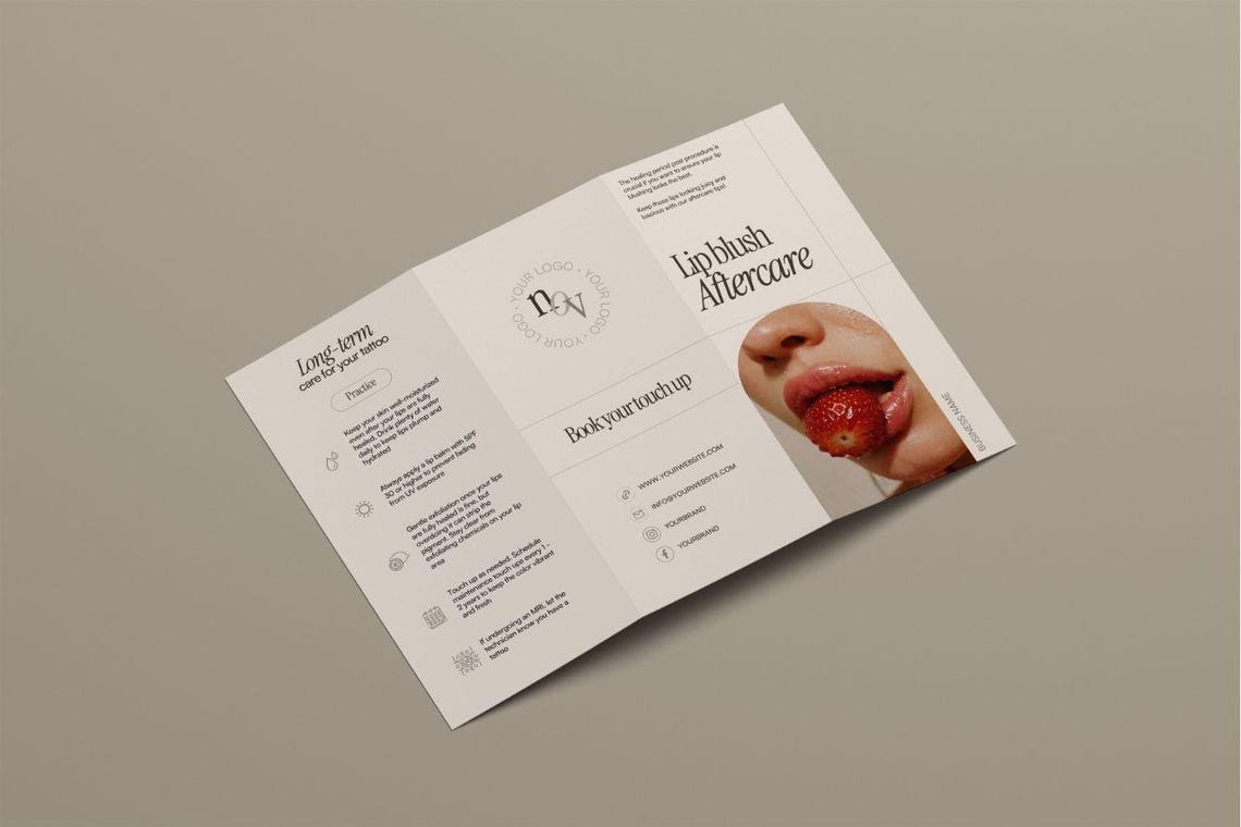 Lip Blush Aftercare Brochure: Permanent Makeup Guide (editable Canva ...