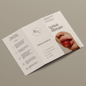 Lip Blush Aftercare Brochure: Permanent Makeup Guide (editable Canva ...