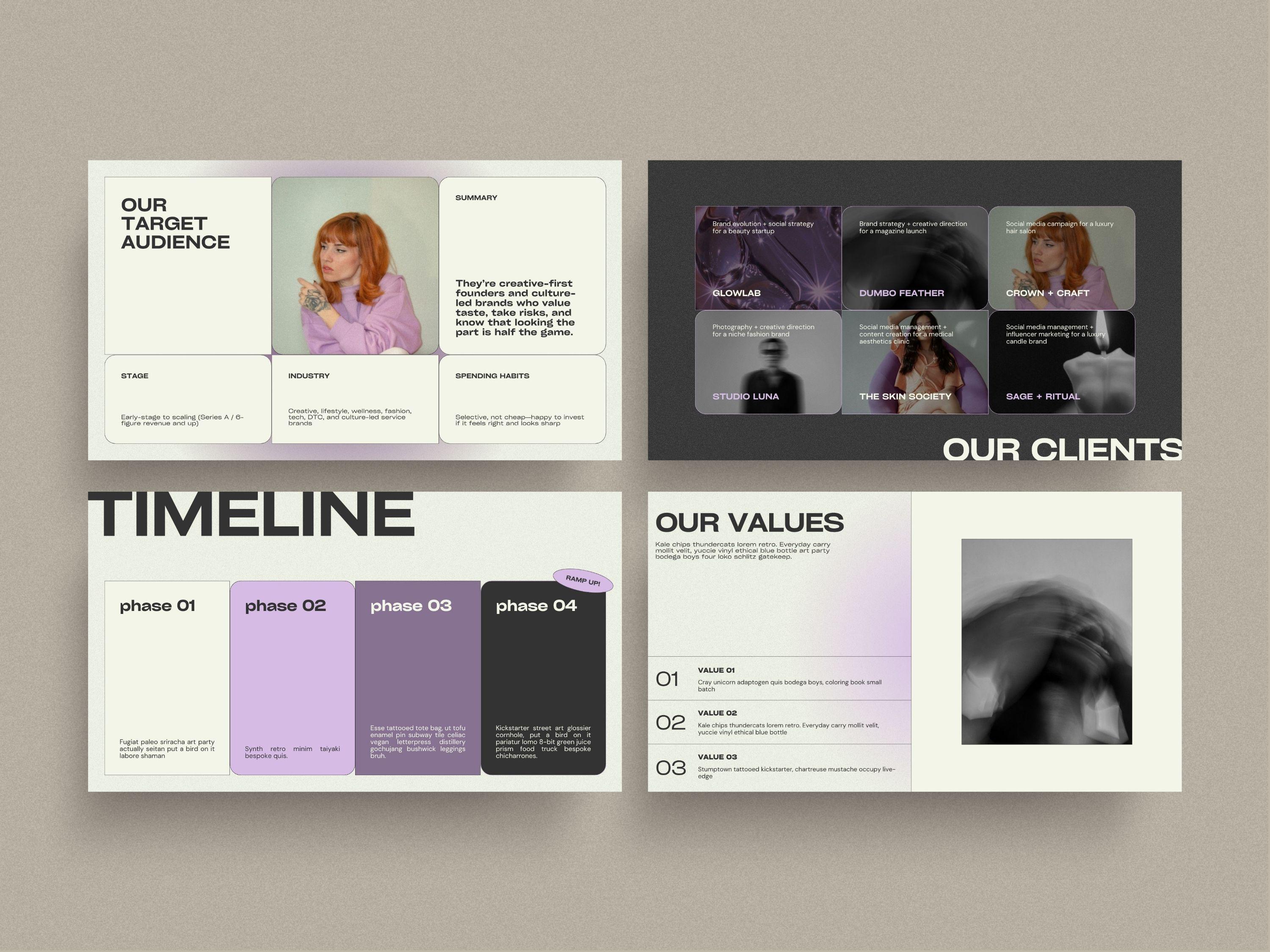 Canva Presentation Template: Bold Green and Lilac Creative Agency Slide ...