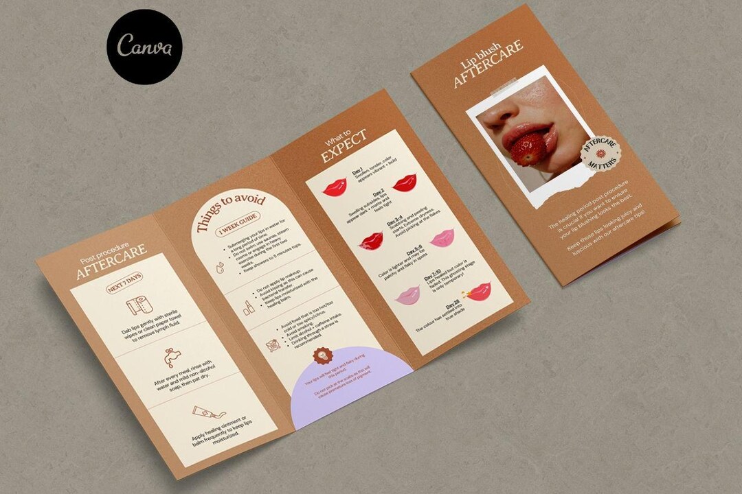 Lip Blush Aftercare Brochure: Editable PMU Postcard Template - Etsy