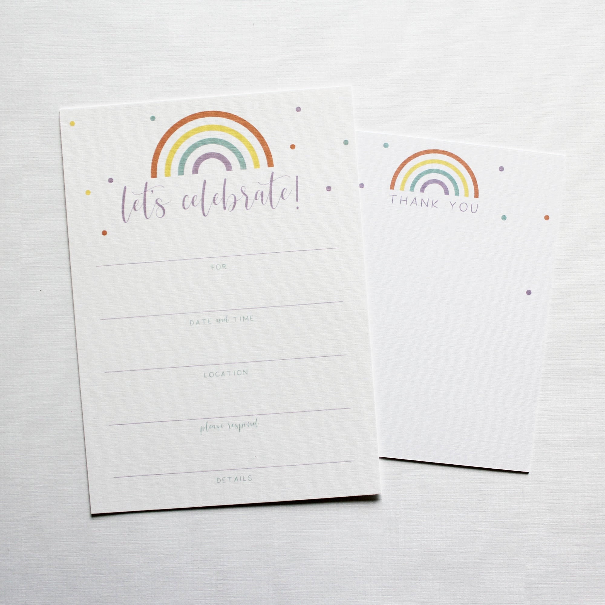 Rainbow Thank You Cards - Etsy