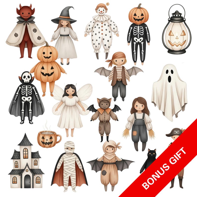 Minimal Halloween Clipart Collection | Watercolor Hand Painted Pumpkins ...