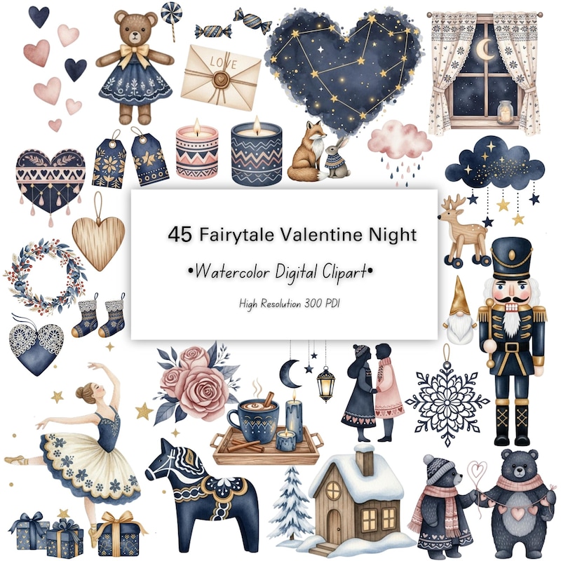 Valentine Moon Clipart - Etsy