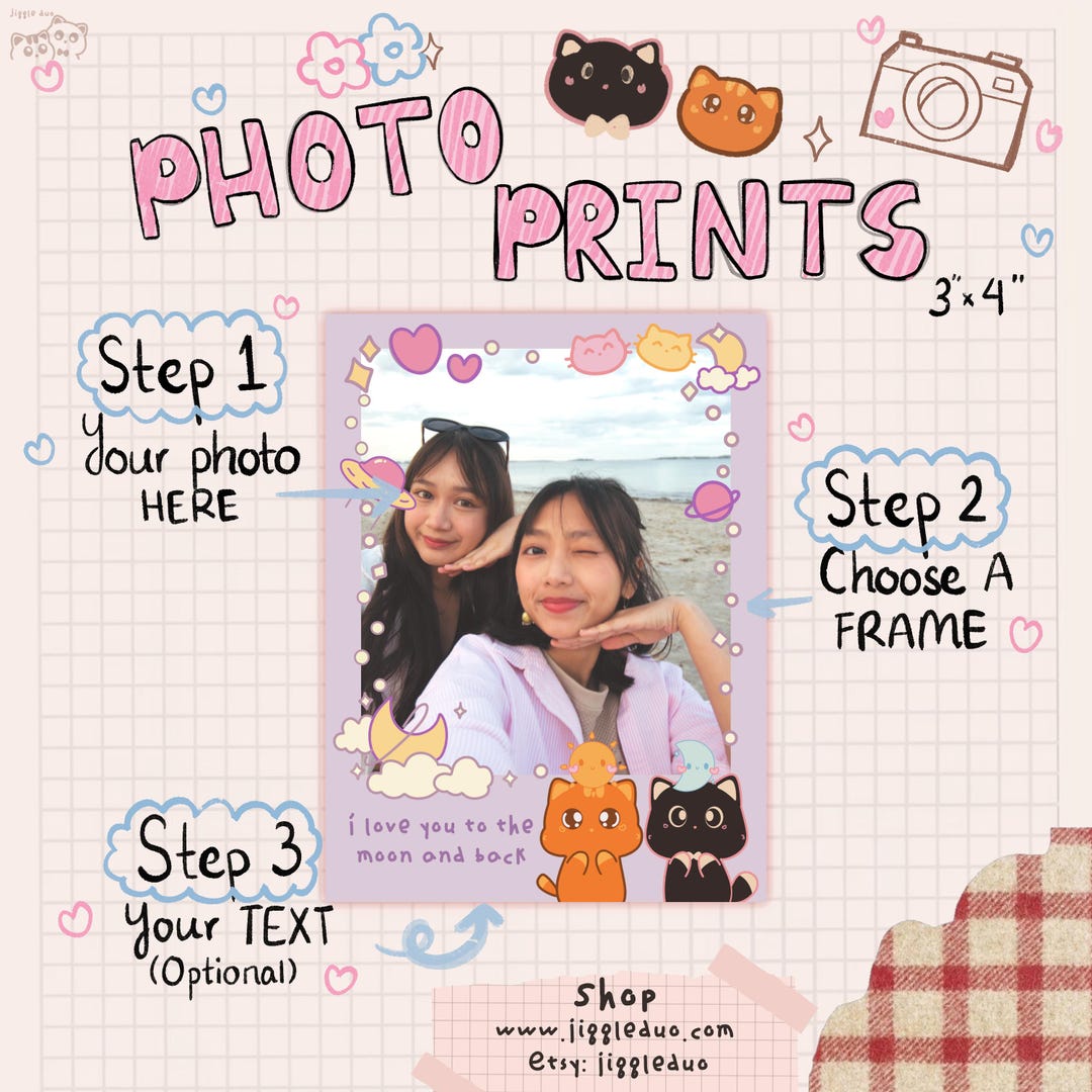 Custom Polaroid-style Photo Prints With Cute Black & Orange Cat Frame ...