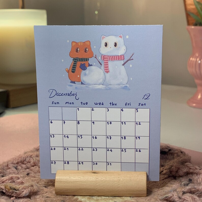 2026 Catlendar | Cute Cat Couple Table Calendar | Jiggleduo Squishy ...
