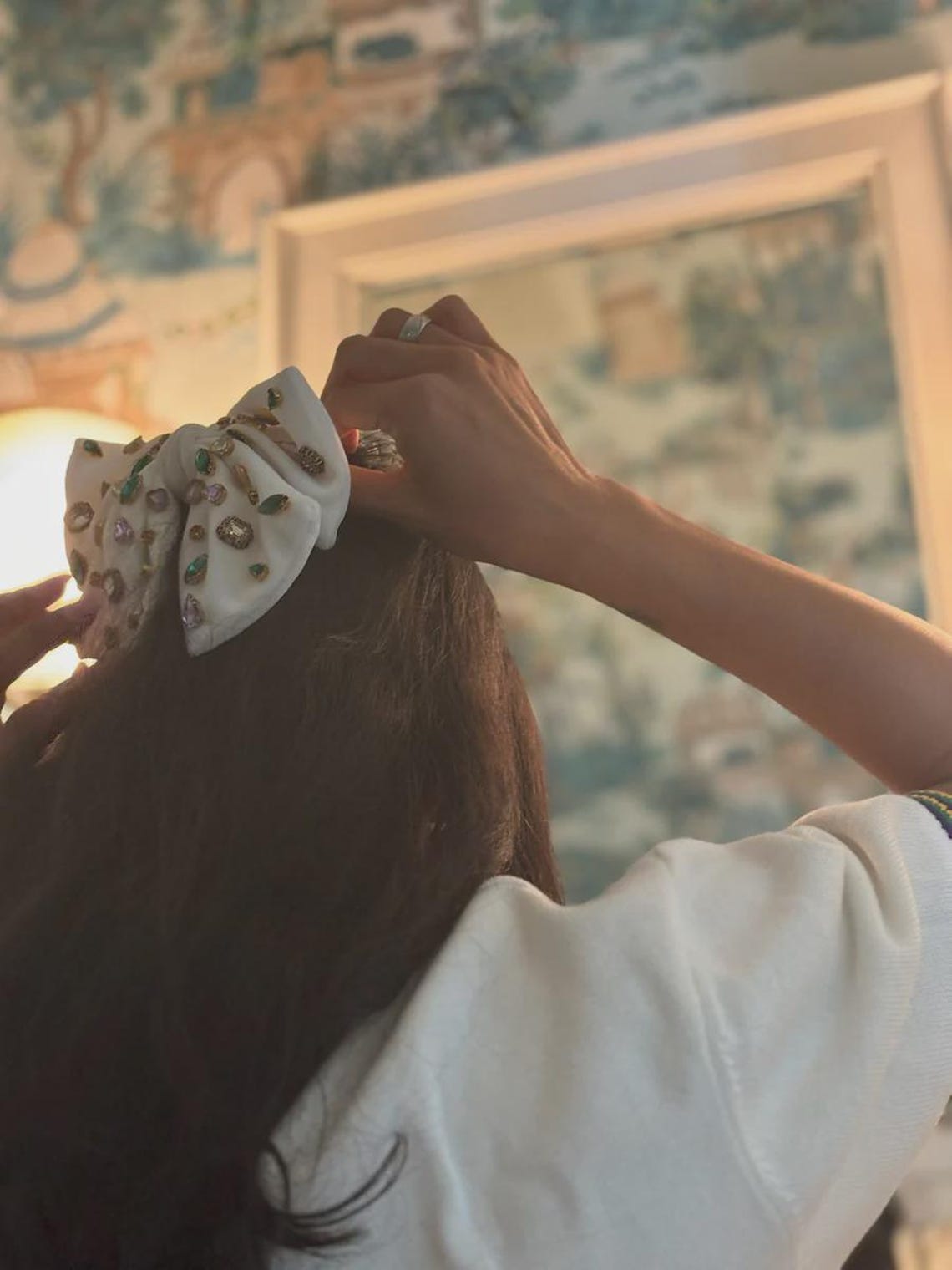 Bejeweled Velvet Bow- White - Etsy