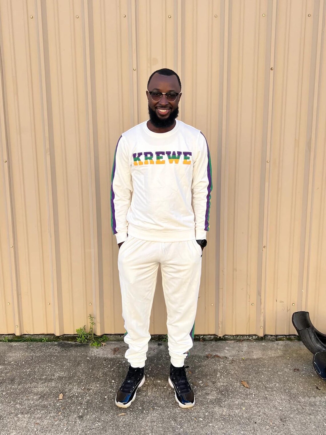 Mardi Gras KREWE Adult Crewneck French Terry Pullover- Off-white - Etsy