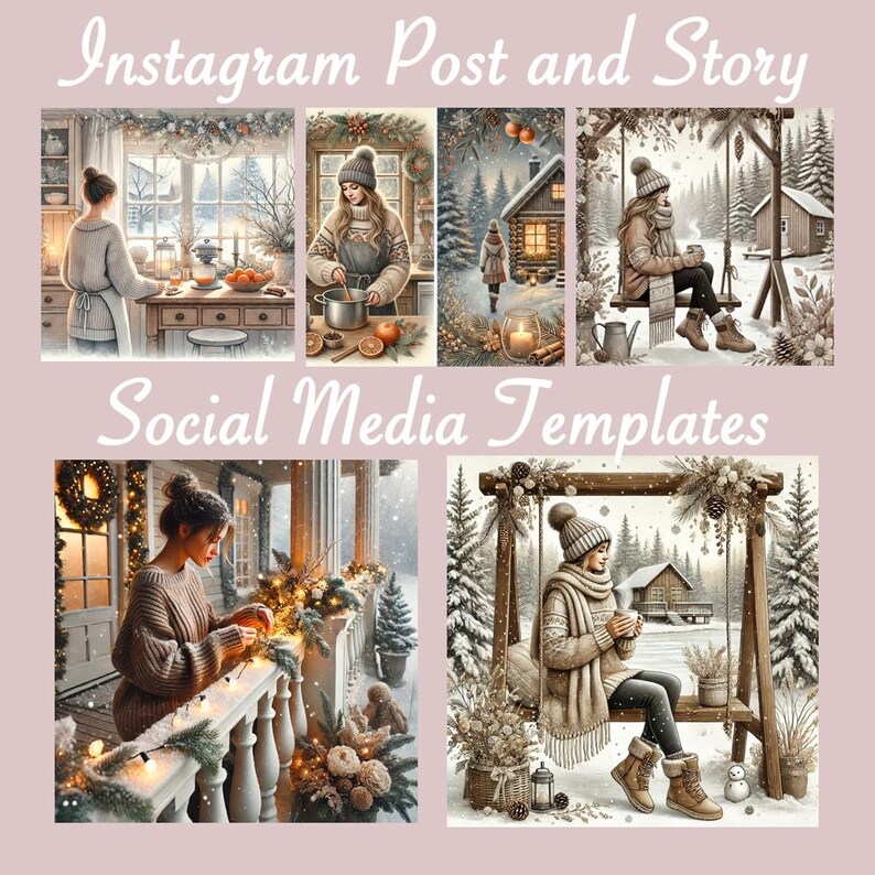 Winter Social Media Templates, Winter Instagram Post and Story ...