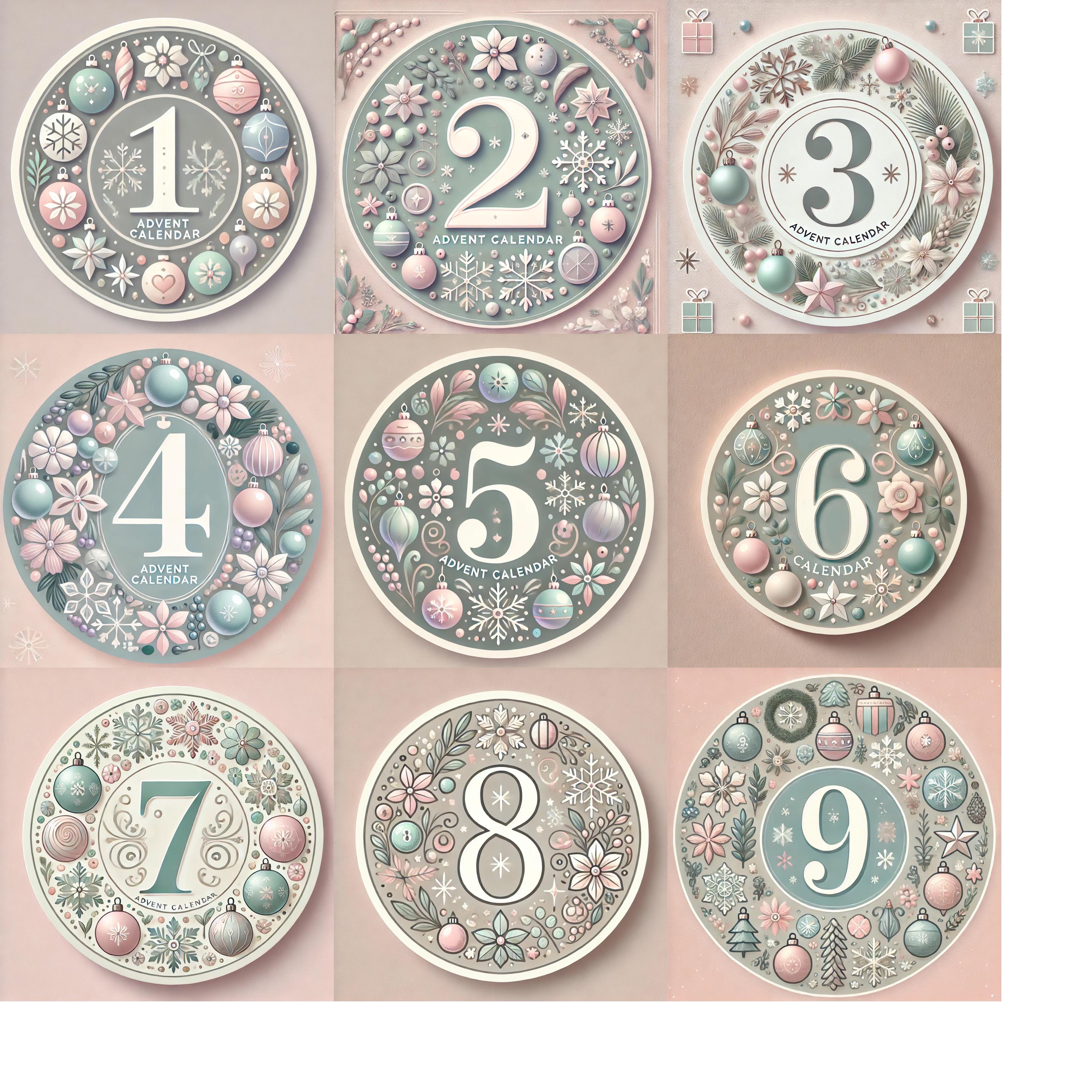 Printable Advent Calendar Stickers, 24 Christmas Advent Numbers ...