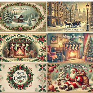 Vintage Christmas Postcards, 6 Printable Winter Postcards, Postcards ...