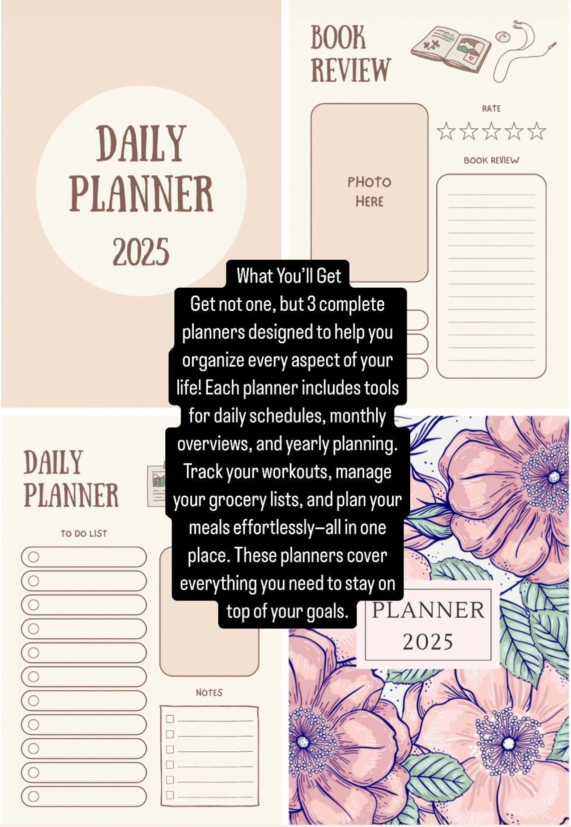 Planner 2025, Daily Planner, Printable Digital Planner, Monthly, Weekly ...