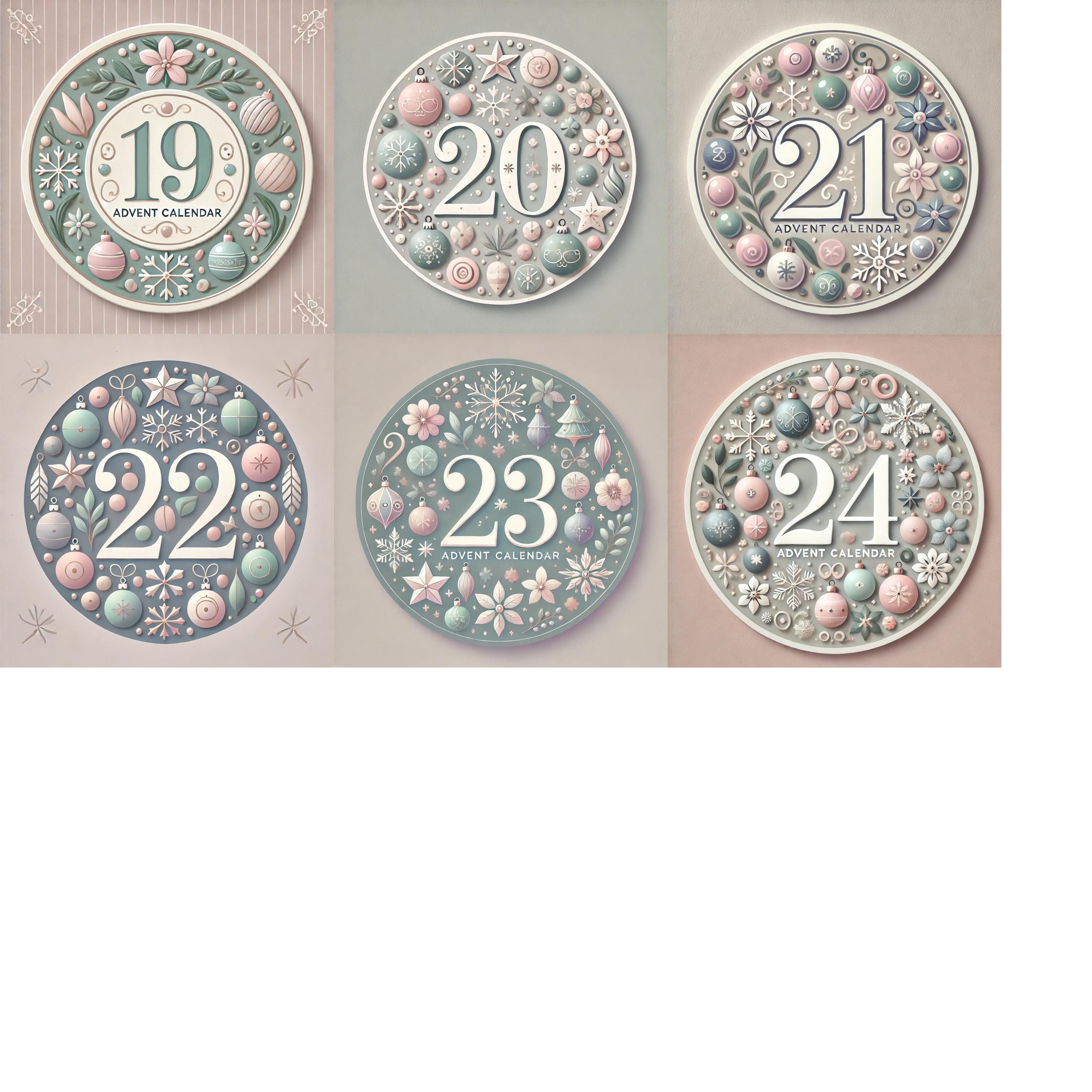 Printable Advent Calendar Stickers, 24 Christmas Advent Numbers ...