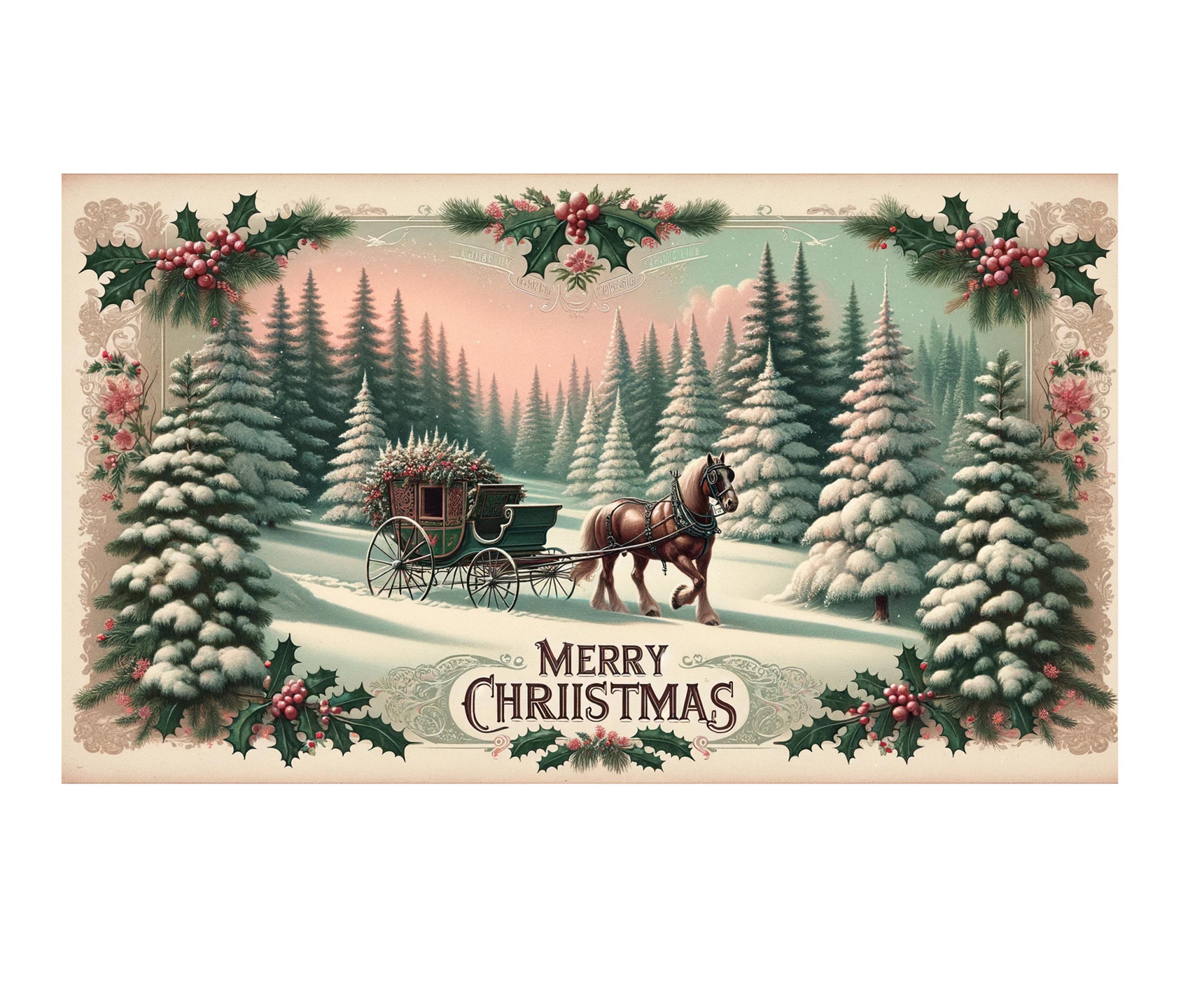 Vintage Christmas Postcards, 6 Printable Winter Postcards, Postcards Digital Download, Retro ...