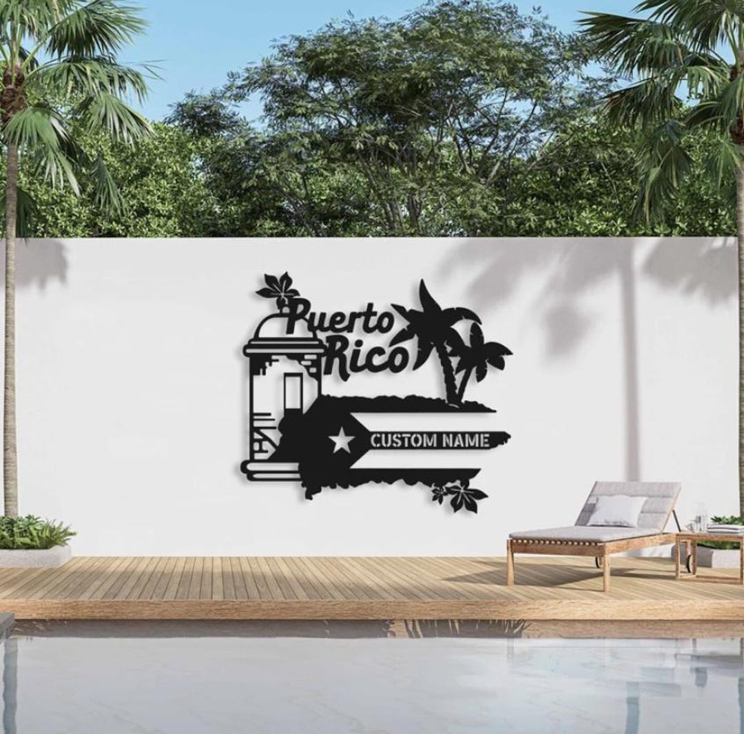 Custom Puerto Rico Flag Metal Sign LED Light Custom Puerto Rico Lover ...