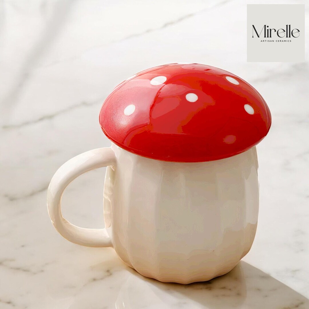 Ceramic Mushroom Coffee Cup, Cute Ceramic Mushroom Cup With Lid ...