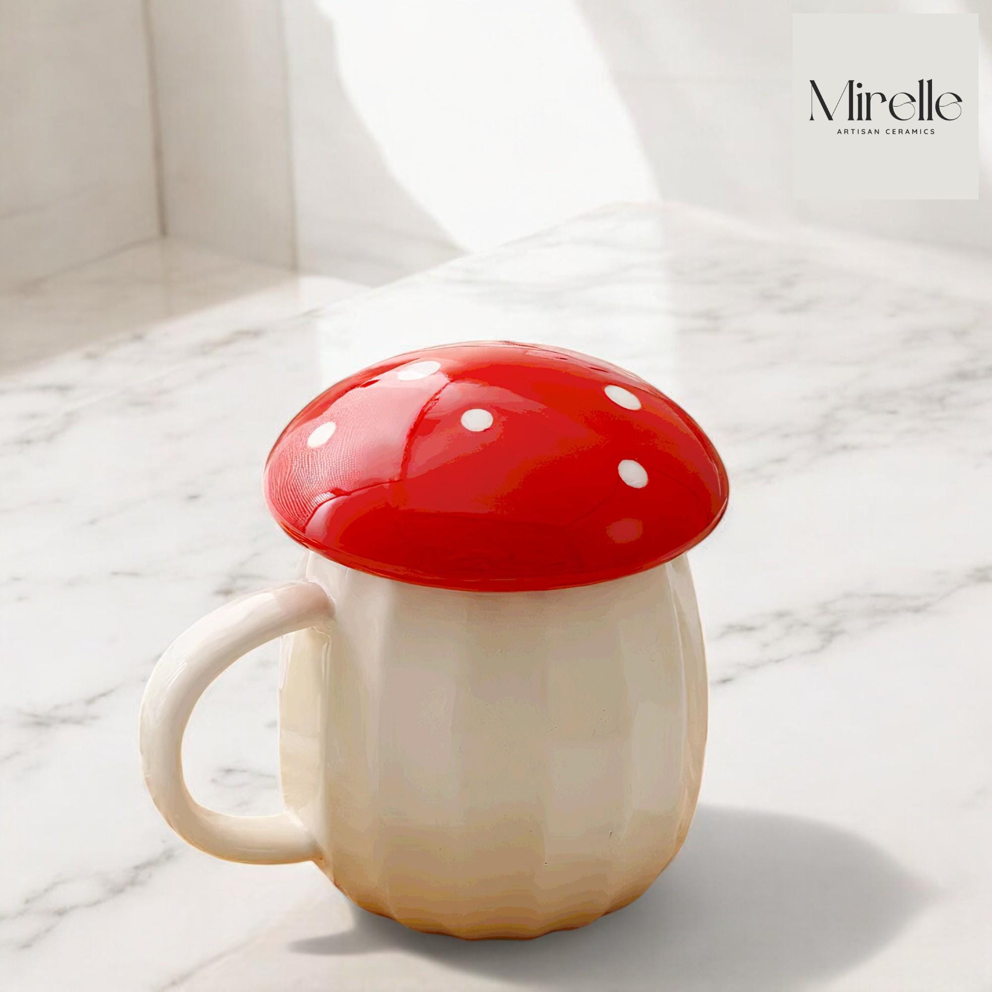Ceramic Mushroom Coffee Cup, Cute Ceramic Mushroom Cup With Lid ...