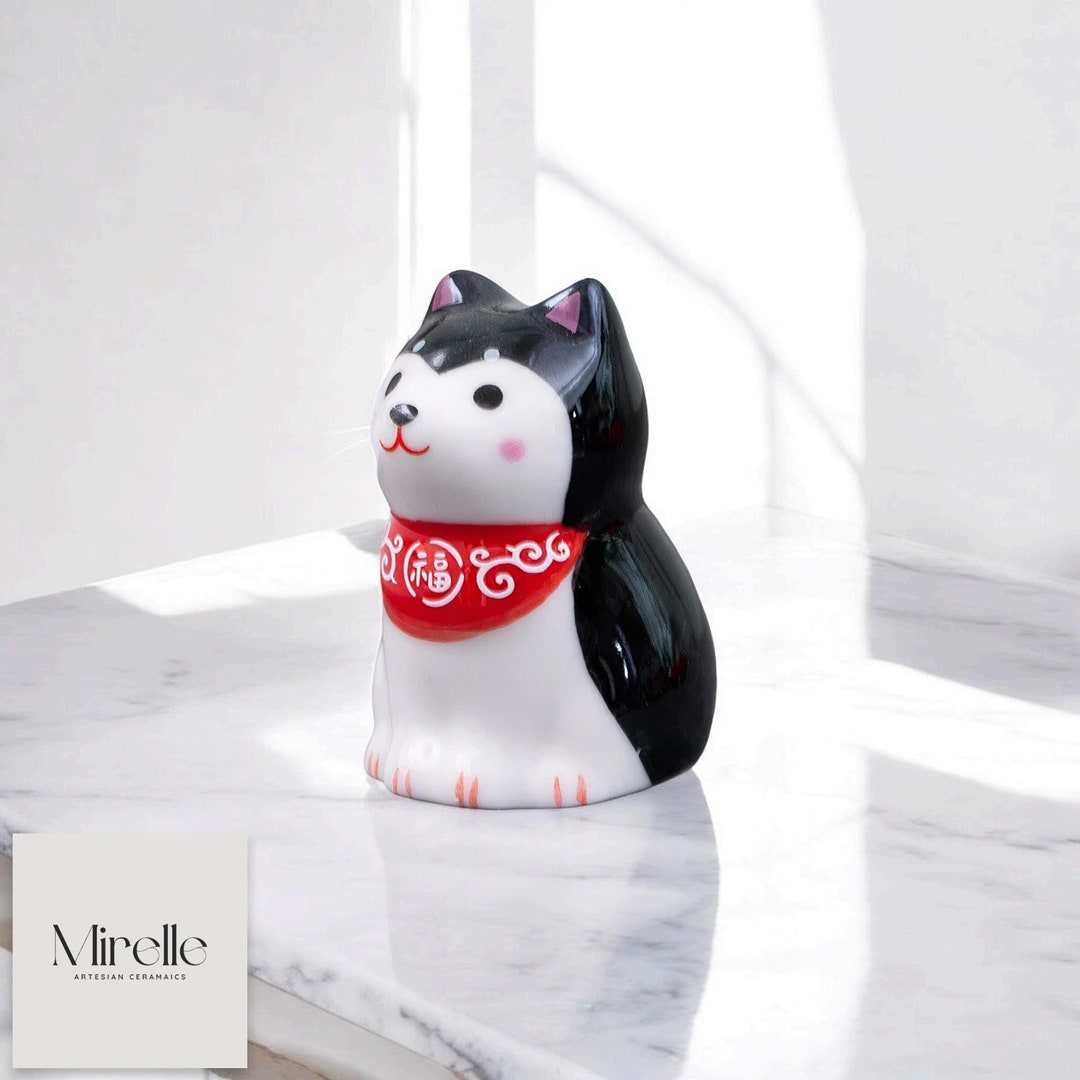 Ceramic Dog Figurine Sculpture, Cute Dog Ceramic Figurine, Japanese ...
