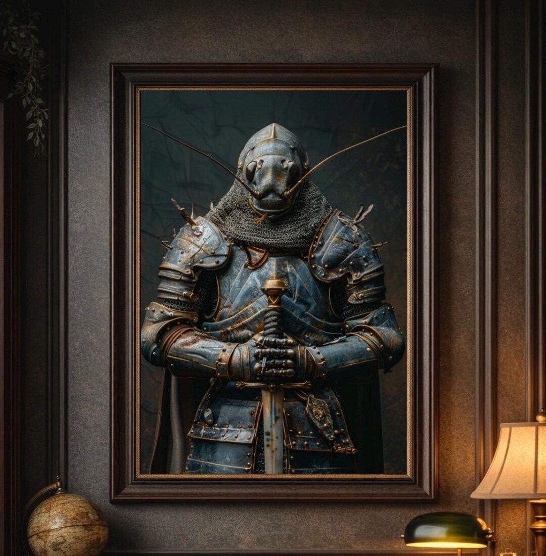 Cockroach Knight Wall Art, Medieval Armored Insect Print, Dark Fantasy ...