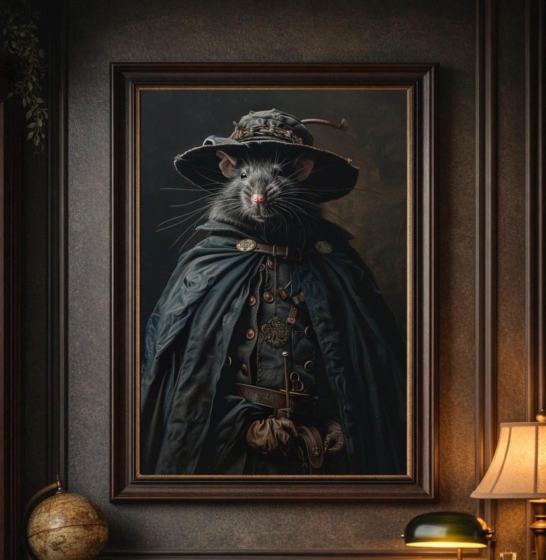 Victorian Jail Keeper Rat Wall Art, Anthropomorphic Rat Character Print ...