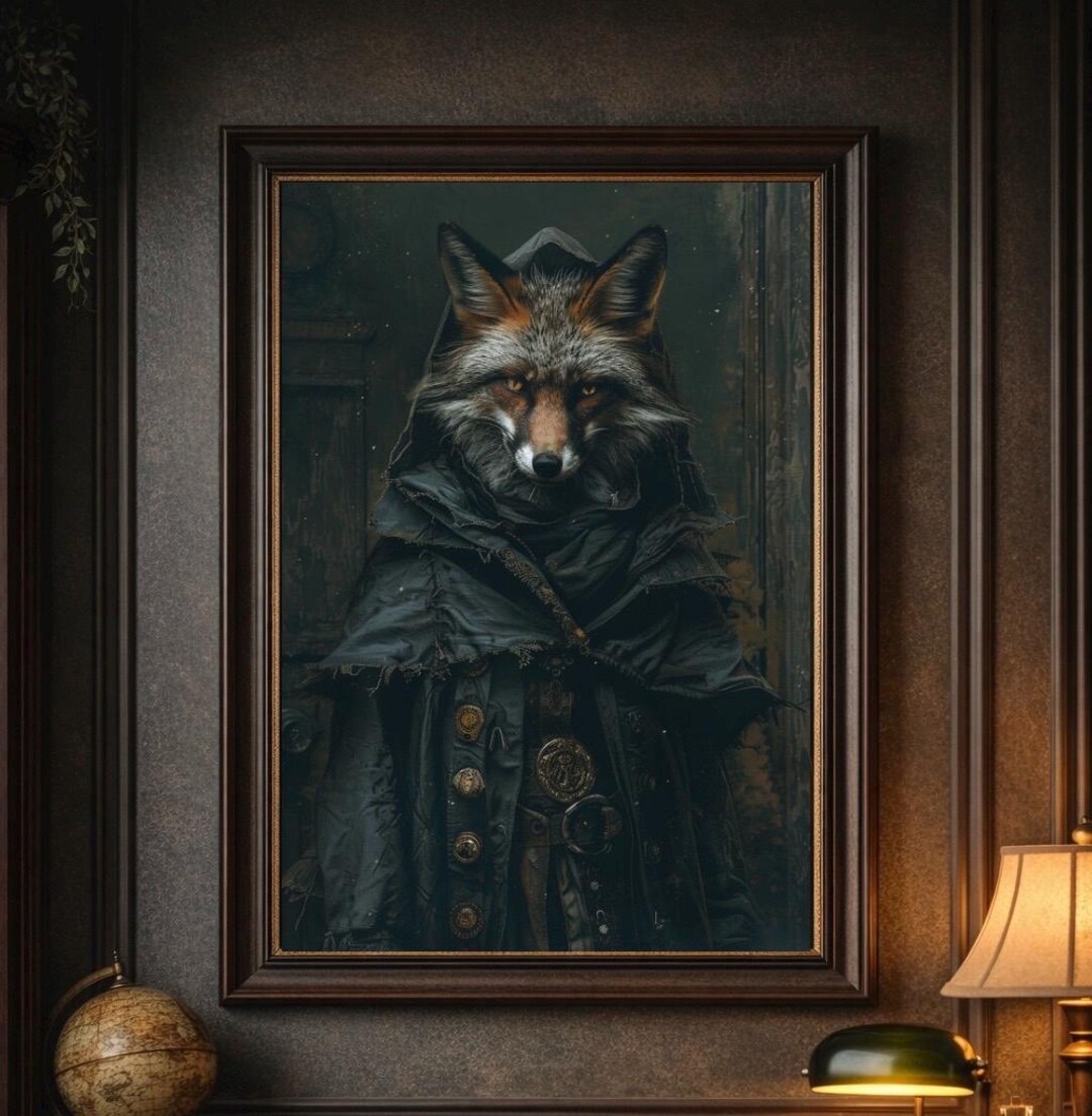 Victorian Thief Fox Wall Art, Cloaked Fox Character Print, Dark Fantasy ...