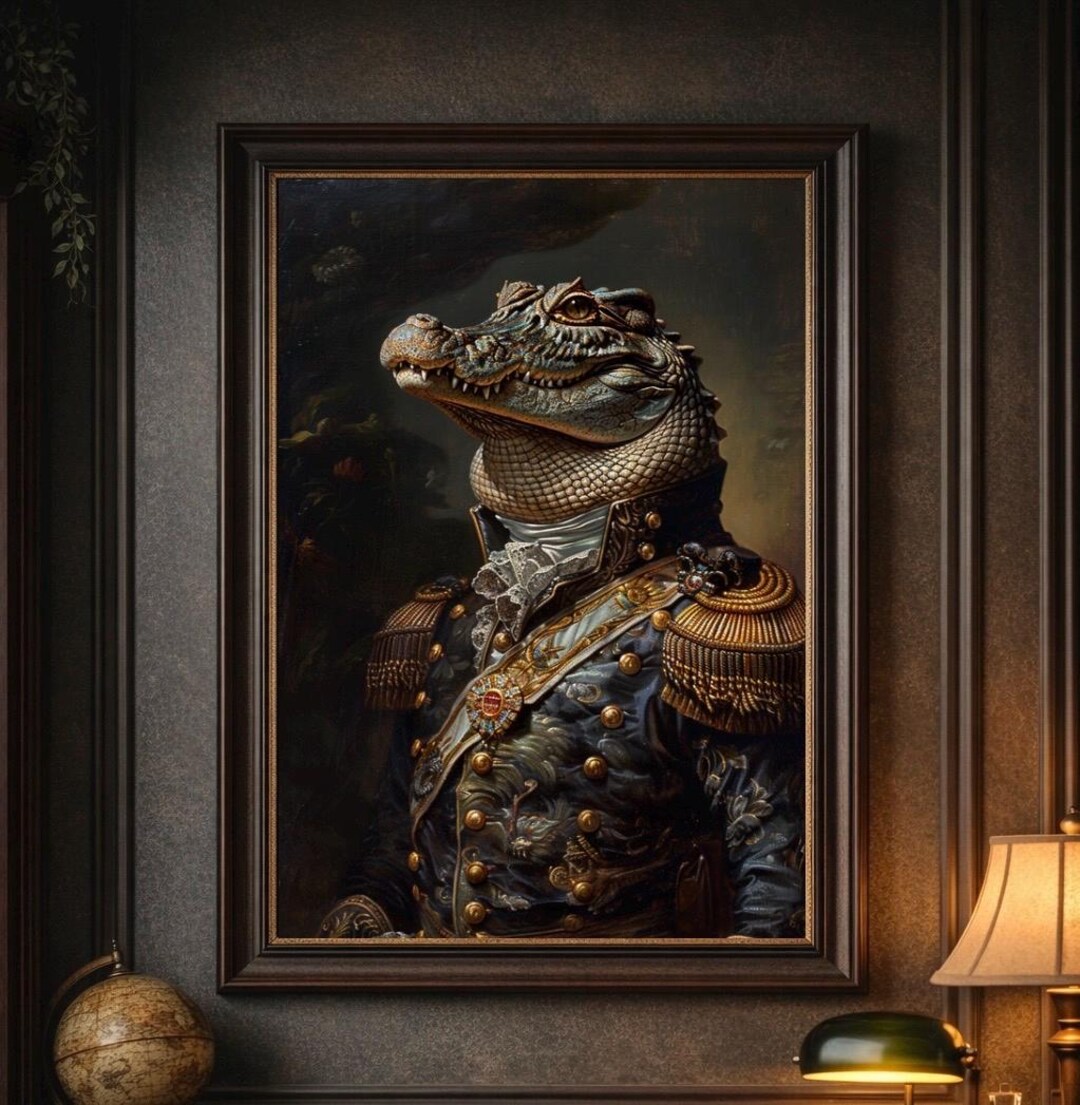 Crocodile Naval Officer Wall Art, Anthropomorphic Maritime Animal Print ...