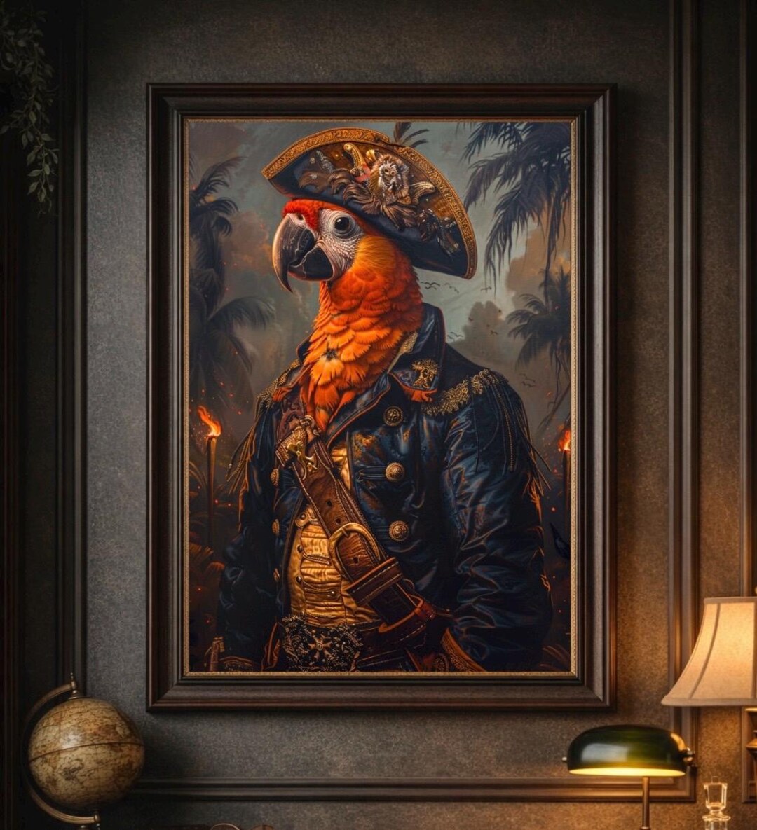 Parrot Pirate Captain Wall Art – Anthropomorphic Pirate Animal ...