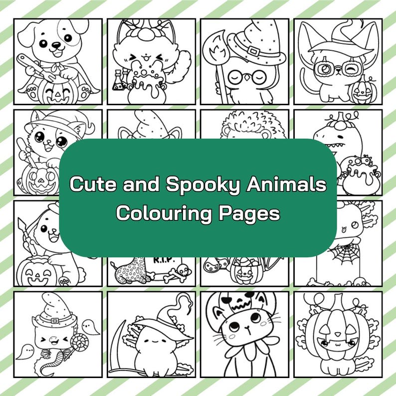 Cute and Spooky Animals Colouring Pages 20 Printable Pages - Etsy