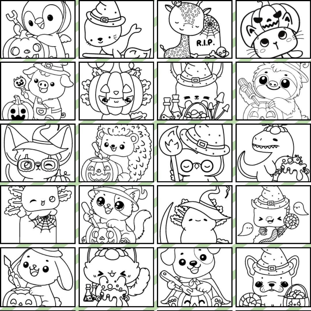 Cute and Spooky Animals Colouring Pages 20 Printable Pages - Etsy