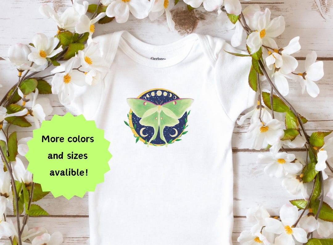 Baby Onesie, Luna Moth and Moon Phases Design, Infant Bodysuit, Baby ...